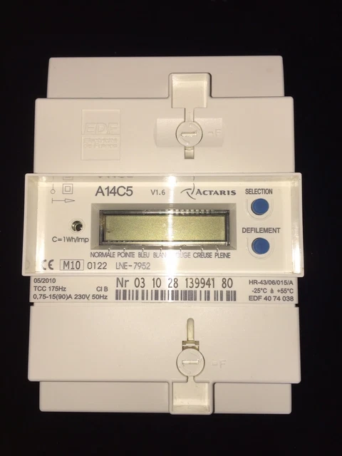 COMPTEUR ELECTRIQUE MONOPHASÉ Actaris Index 000000 Consommation EUR 35 ...