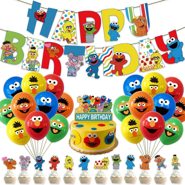Sesame Street Theme Birthday Party Kit Balloons Banner Cake Toppers