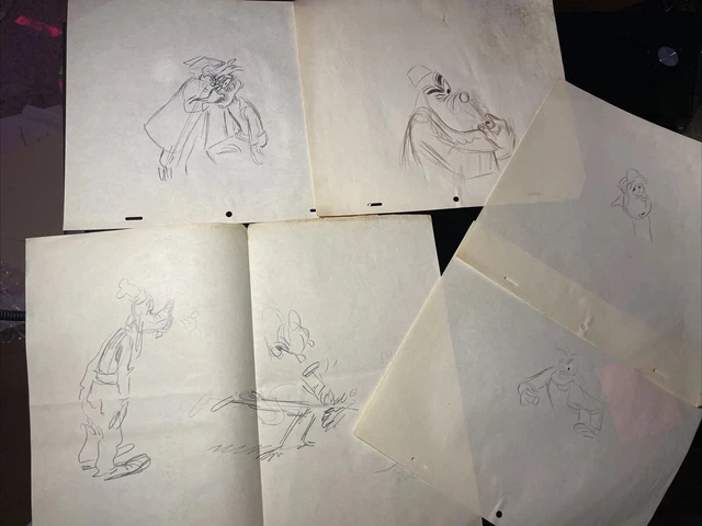 WALT DISNEY ANIMATION Cel draw 1940’s GOOFEY LOT Production Art Cartoon ...