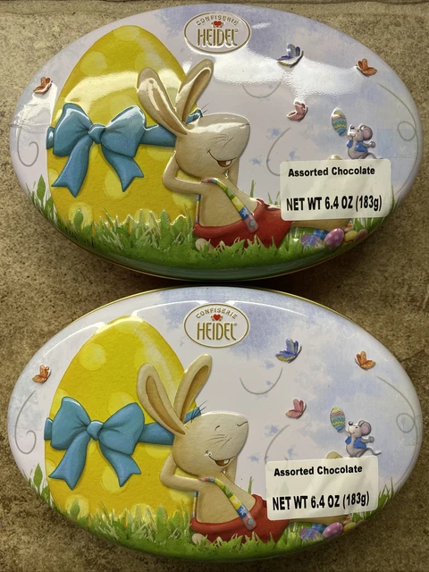 2 HEIDEL EASTER Confiserie Chocolate Germany Bunny Rabbit Raised Relief ...