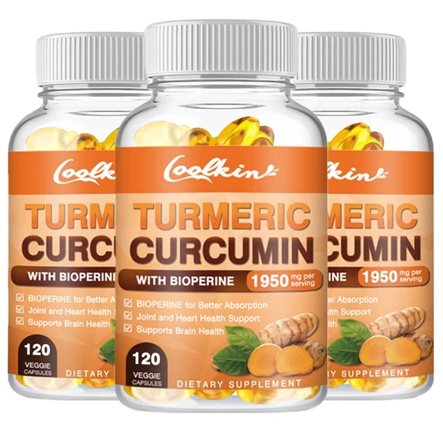 TURMERIC CURCUMIN 1950MG - 95% Curcuminoids, BioPerine Antioxidant ...