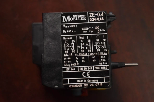 RELÉ DE SOBRECARGA Klockner Moeller ZE-0.4 0.24-0.4A EUR 56,37 - PicClick ES