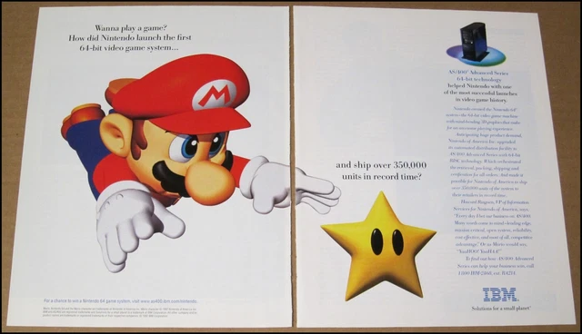 1997 SUPER MARIO Nintendo 64 IBM 2-Page Print Ad Advertisement Vintage ...