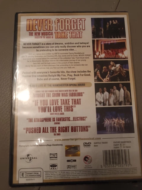 NEVER FORGET , The Musical Based On The Music Of Take That DVD New ...