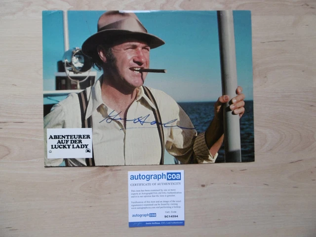 GENE HACKMAN ORIGINAL Autogramm signed A4 Lobbycard "Abenteuer Auf Der ...
