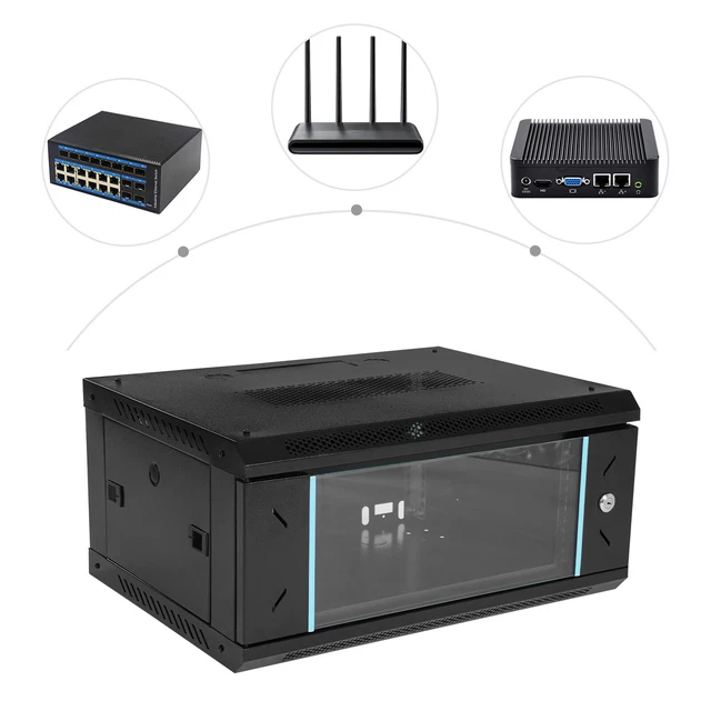 MODERN 4U WALL Mount Network Server Cabinet Enclosure Rack Black With ...
