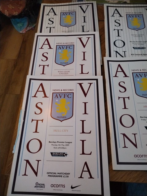 9 ASTON VILLA Programmes £11.11 - PicClick UK