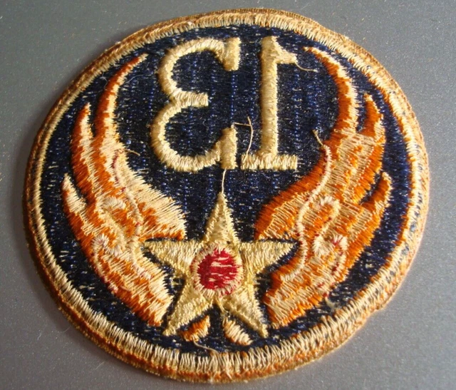 ORIGINAL US ARMY AIR FORCE WW2 - 13th USAAF INSIGNIA PATCH cut edge £7. ...
