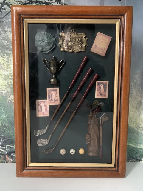 GOLF HISTORY EVOLUTION of the Game Shadow Box Display Frame Key Storage ...
