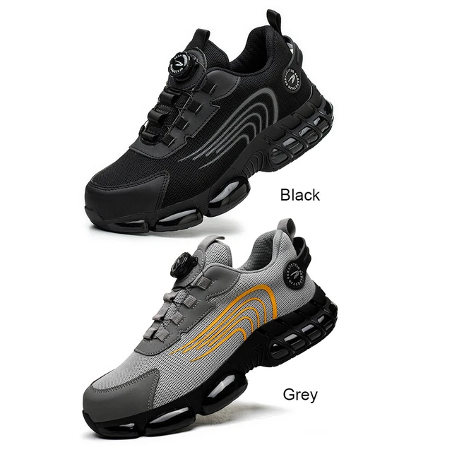 ROTATING BUTTON SAFETY Shoes Steel Toe Sneakers Protective Shoes for ...