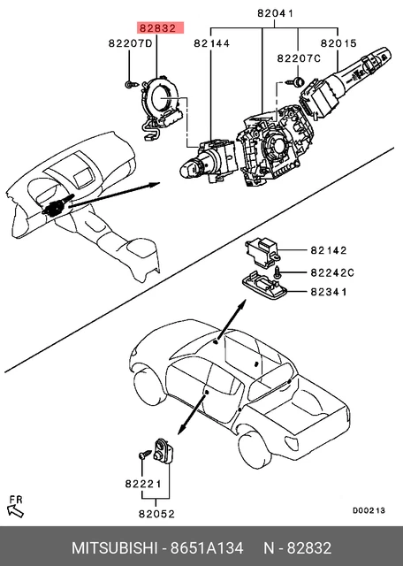 GENUINE OE SENSOR Assembly Steering Angle 8651A134 for Mitsubishi 8651 ...