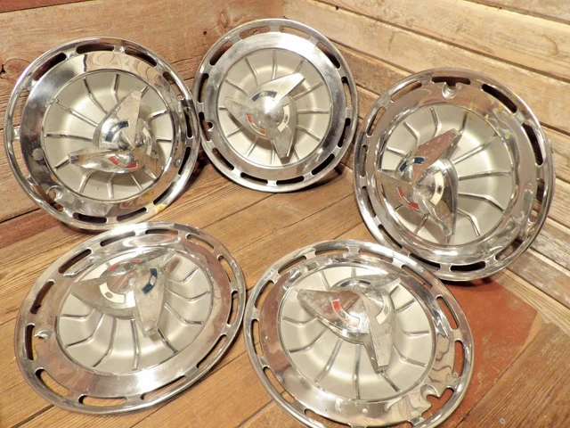 1962 CHEVROLET SPINNER Hub Caps 14" Set of 5 Chevy Wheel Covers 62 ...