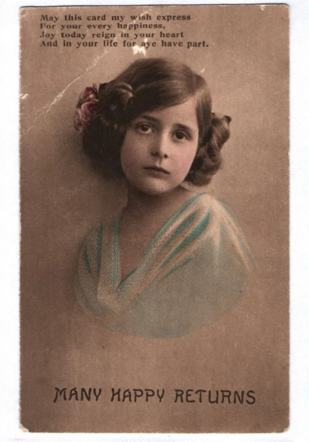 A0424 GREETINGS HAPPY Returns Girl with Poem Philco vintage postcard ...