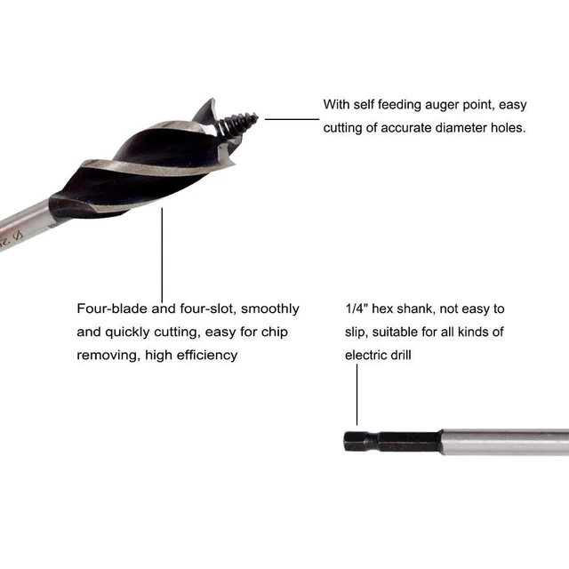 10MM-35MM TWIST DRILL Bit Wood Fast Cut Auger Carpenter Joiner Twist ...