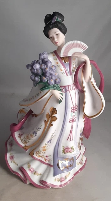 DANBURY MINT 10” Porcelain Geisha Figurine~The Iris Princess By Lena ...