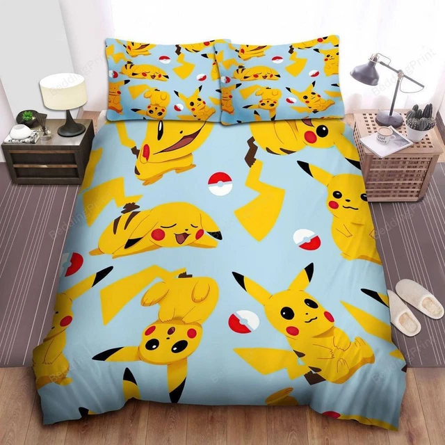 POKEMON PIKACHU RELAXING Quilt Duvet Cover Set Kids Bedclothes ...
