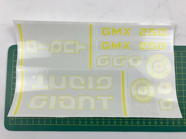 OLD SCHOOL BMX decals stickers giant gmx-250 set bright yellow and ...
