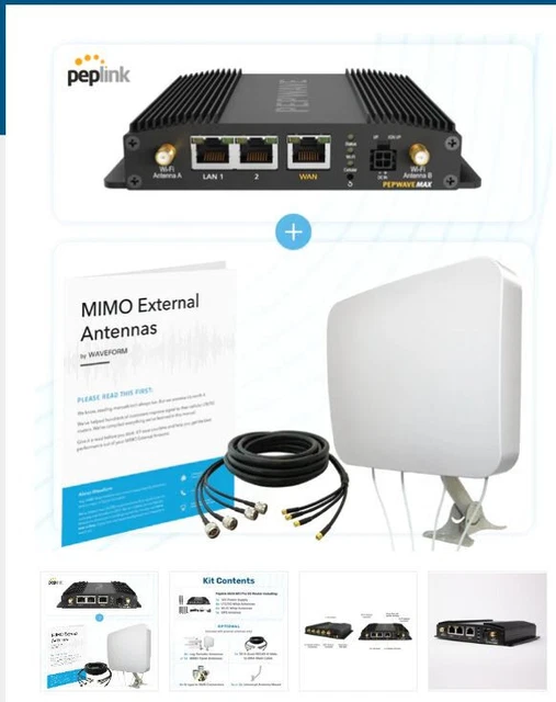 PEPLINK MAX BR1 Pro 5G Router, Waveform External MIMO 4x4 Panel Antenna ...