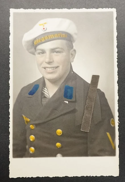 FOTO PORTRAIT WK2 Kriegsmarine Farbe Matrose Mütze Junge Jugend Kragen ...