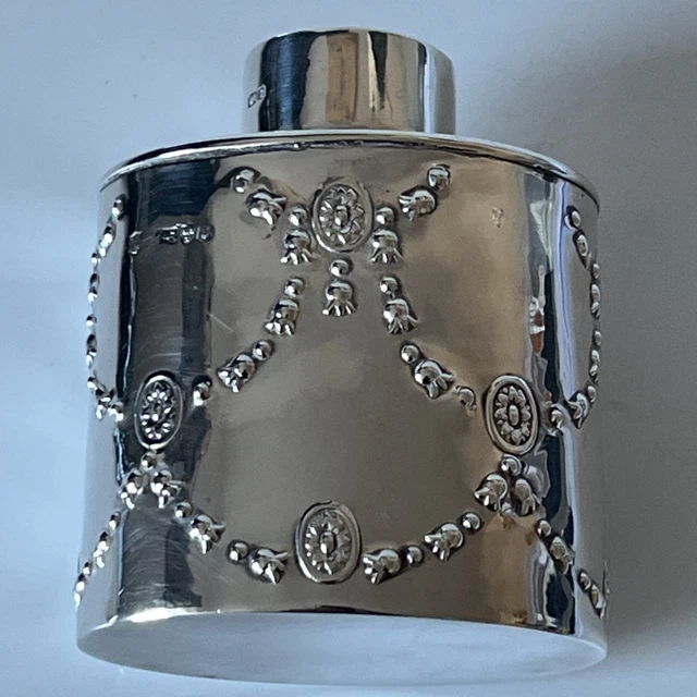 STERLING SILVER CHESTER 1903 Oval Tea Caddy Chased Neo Classical ...