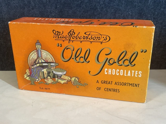 VINTAGE MACROBERTSONS OLD Gold Chocolates Empty Box 1940s Cardboard 1lb ...