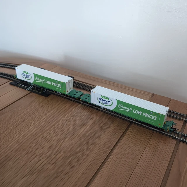 BACHMANN 37-303 TWIN Pack Intermodal Bogie Wagons & 45' ASDA Containers ...