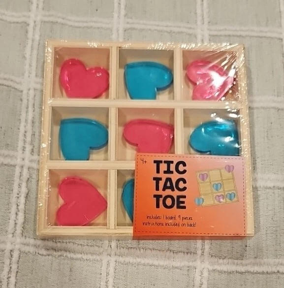 TIC TAC TOE Game Wood & Acrylic Hearts Valentines Day SEALED 234270014 ...