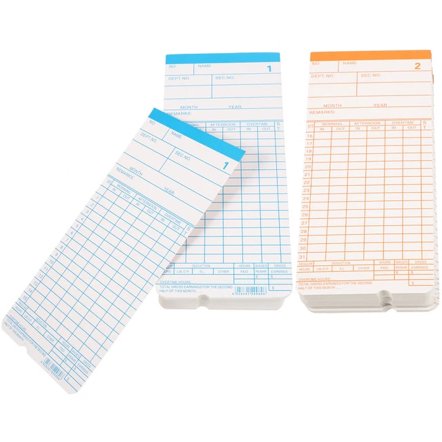 ATTENDANCE PUNCH CARD Employee Time Clock Cards for Work Record Clocks ...