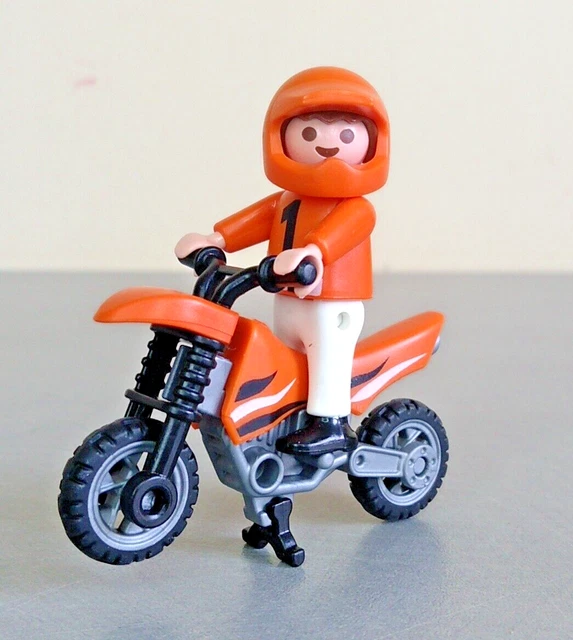 PLAYMOBIL ENFANT SUR sa Moto Cross Orange N° 1 - Enduro - MX - Très bon ...