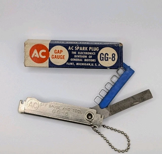 VINTAGE AC SPARK Plug GG-8 Gap Gauge. Jack Knife Key Chain with Box ...