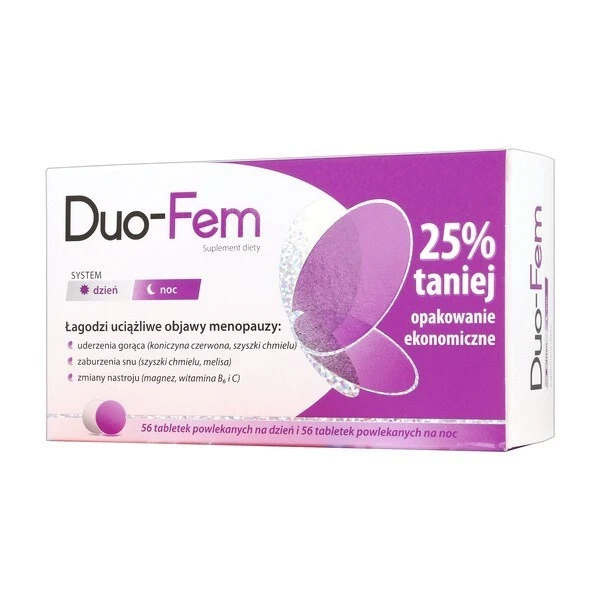 DUO-FEM TABS FOR menopause relief 112 tabs day/night pack +one-month ...