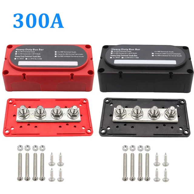POWER DISTRIBUTION BLOCK Heavy Duty Bus Bar Box M8*4 Terminal Studs 12V-48V 300A £27.54 ...
