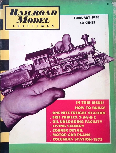 RAILROAD MODEL CRAFTSMAN Magazine February 1958 Erie Triplex 2-8-8-8-2 ...