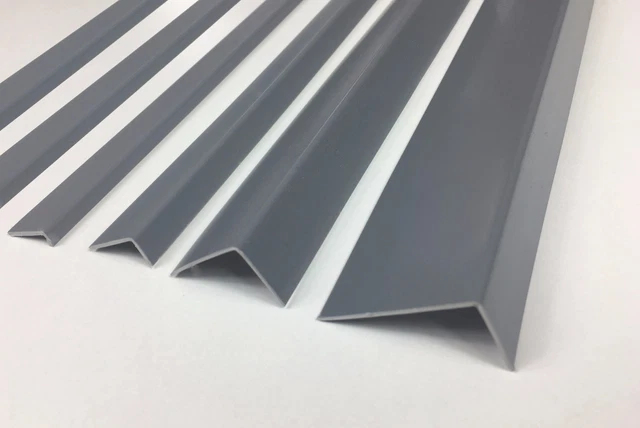 UNEQUAL GRAY Plastic Pvc Corner 90 Degree Angle Trim 2.5 Meters Various ...