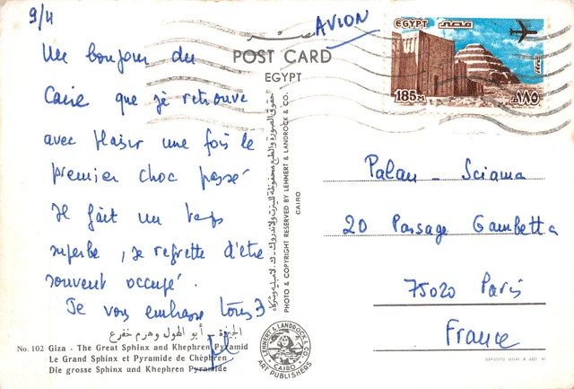 EGYPTE LE CAIRE Sphinx Et Pyramide De Khephren EUR 6,50 - PicClick FR