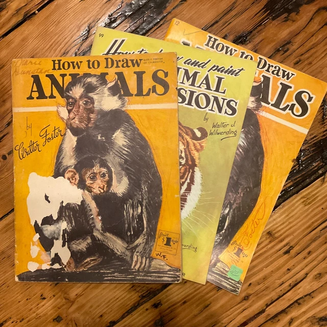 VTG MENGE VON 3 Wie An Zeichnen Tiere / Expressions Walter Foster Kunst ...