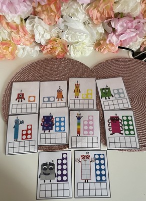 NEW CBEEBIES NUMBERBLOCKS & matching Numicon Laminated Tens Frames ...