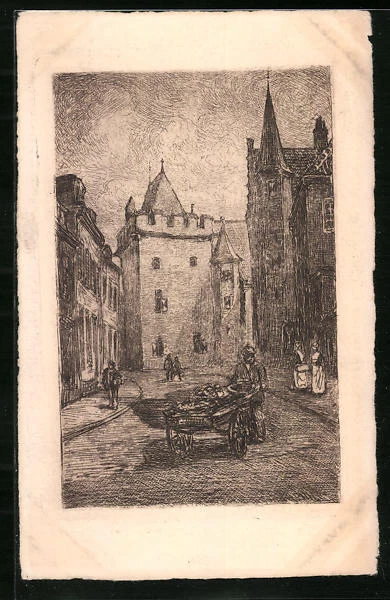 KÜNSTLER-AK UTRECHT, ACHTER den Dom EUR 5,00 - PicClick DE