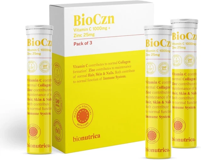 BIOCZN- VITAMIN C 1000Mg and Zinc 25Mg- 60 Effervescent Tablets (Pack ...