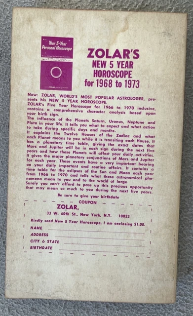 VINTAGE BOOK 1968 - Zolar's Fortune Telling By Cards For Fun and Profit ...