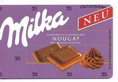 RARE / TELEPHONE Card - Milka Suchard: Milk Chocolate Tablet ...