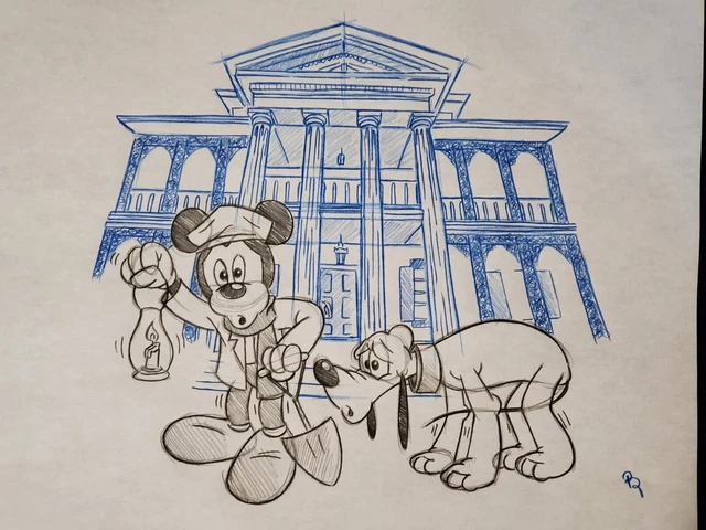DISNEYLAND HAUNTED MANSION Ride Mickey Mouse Pluto Disney Drawing ...