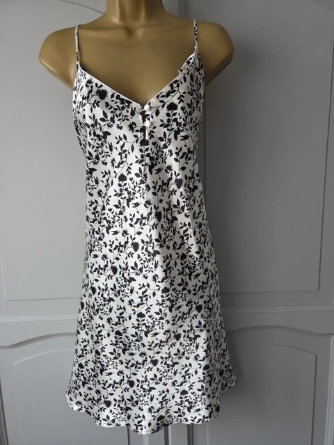 LADIES VTG THE Collection Cream/Black Silky Satin Polyester Full Slip ...