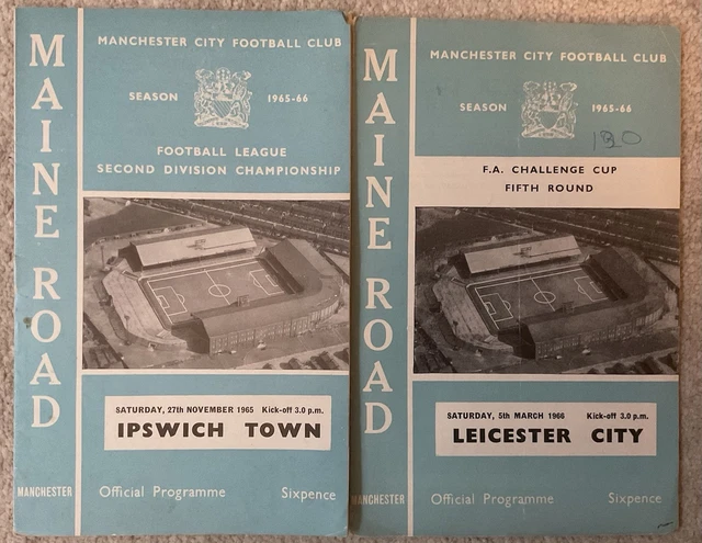MANCHESTER CITY PROGRAMMES x 2 From Season 1965-1966 £4.38 - PicClick UK