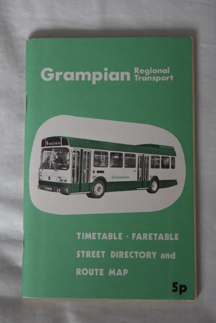 1975-76 GRAMPIAN REGIONAL Transport (Grt) Bus Timetable Incl Route Map ...
