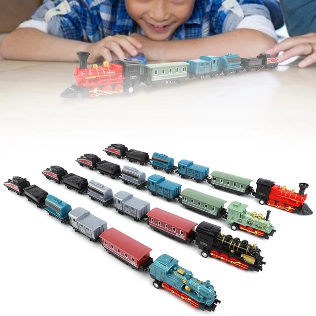 4 SETS MINI Trains Toy Pull Back Steam Trains Model Set Assorted Styles ...