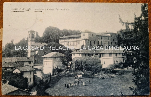 CARTOLINA MONALE D'ASTI Castello e Chiesa - ANNO 1917 - fp Viaggiata ...