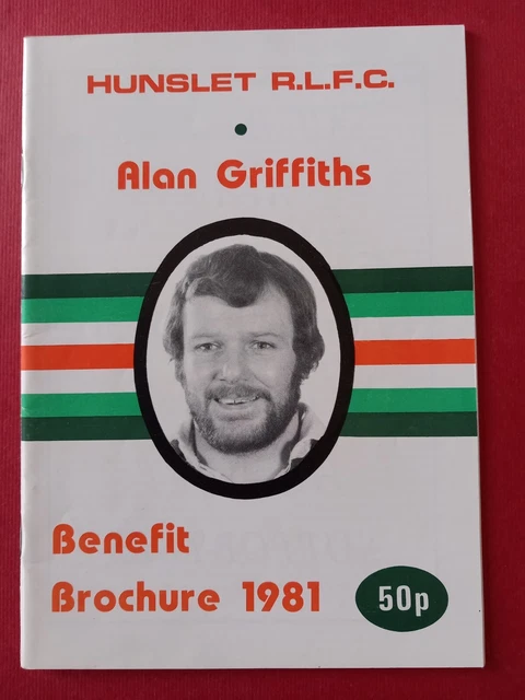 ALAN GRIFFITHS BENEFIT Brochure - Hunslet RLFC - 1969 to 1980 £4.00 ...