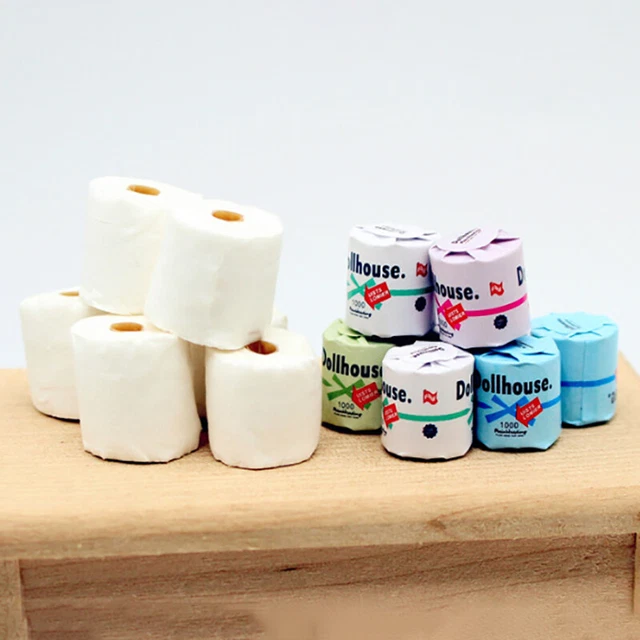 DOLLHOUSE TISSUE TEARABLE Mini Roll Toilet Paper Scene Doll Home ...