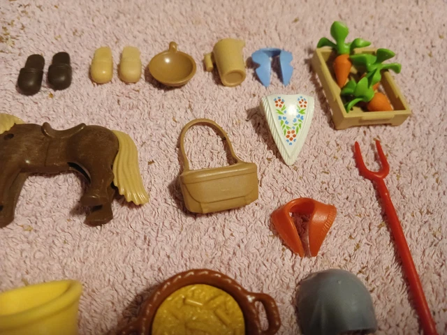 PLAYMOBIL GROS LOT Vintage âge médiéval accessoires Blé Poney Pot ...